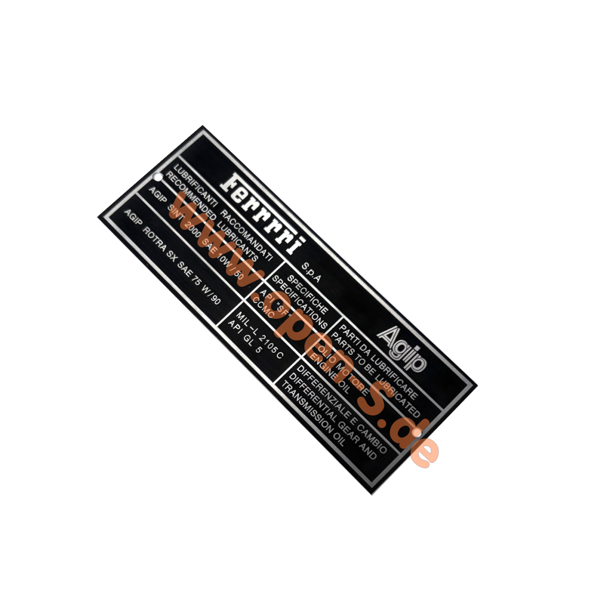 Ferrari sticker ‘Recommended lubricants’ - aluminium - Customised sol ...